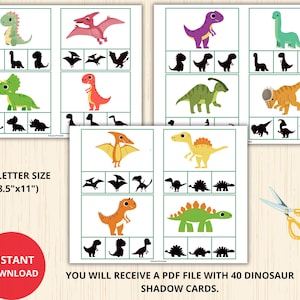 Dinosaur Shadow Matching,dinosaur Matching,dinosaur Activity for Kids ...