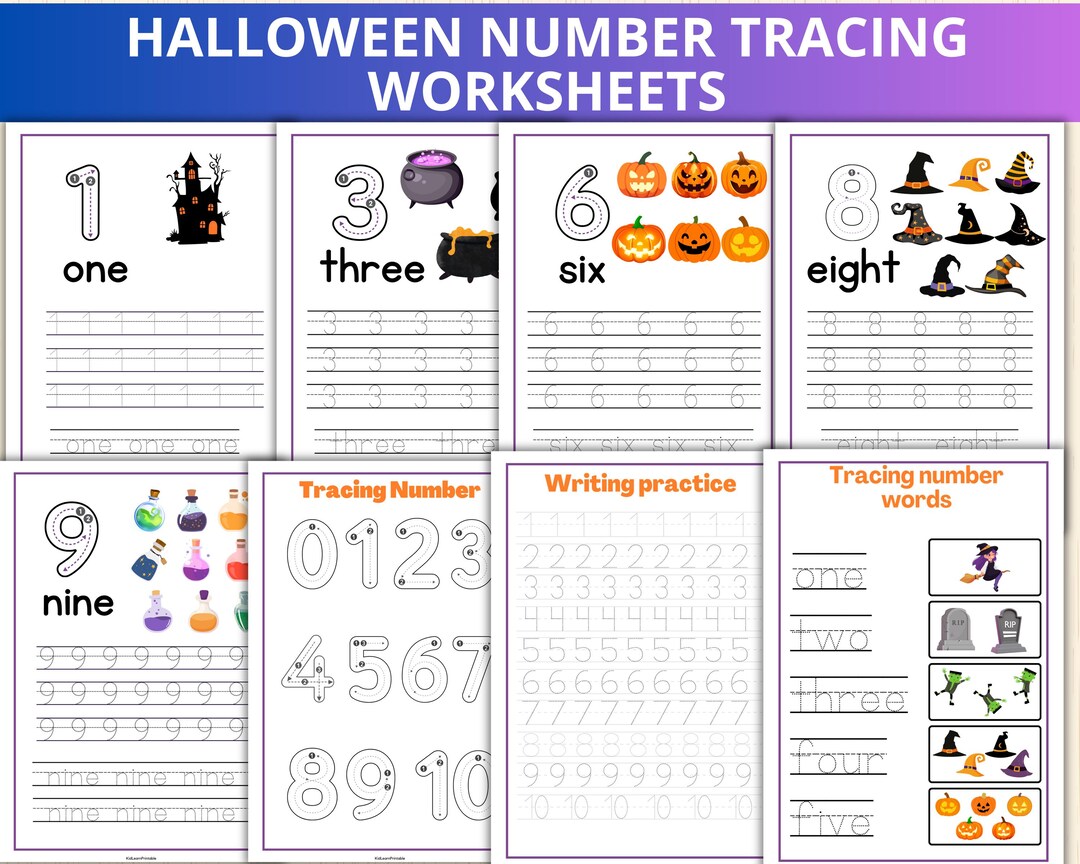 Halloween Number Tracing,halloween Worksheets,numbers Writing Practice ...