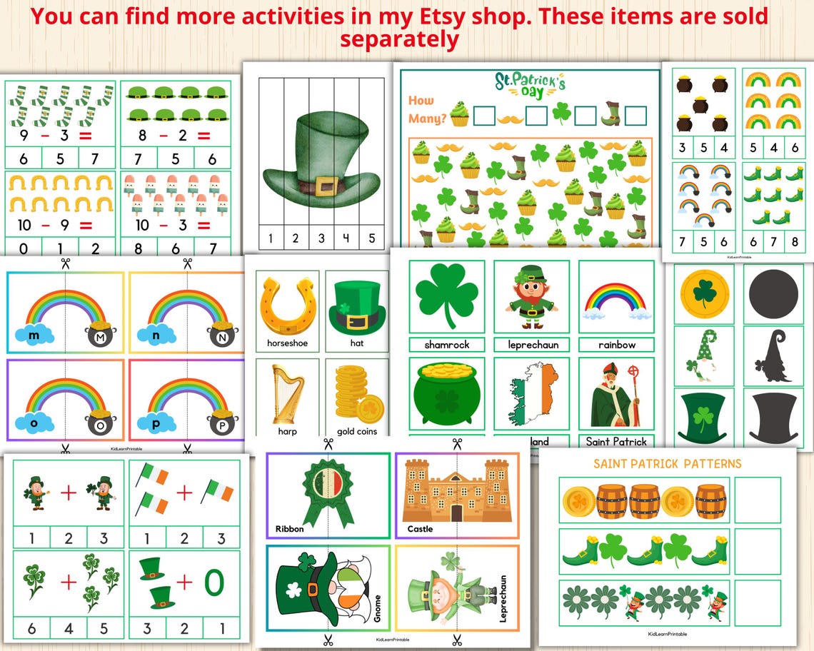 St. Patrick's Day Flashcard,st Patricks Vocabulary,saint Patrick's ...