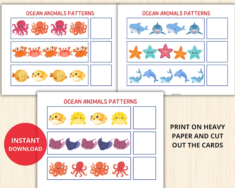 Ocean Animals Patterns,what Comes Next,scissors Skills,sea Animals ...