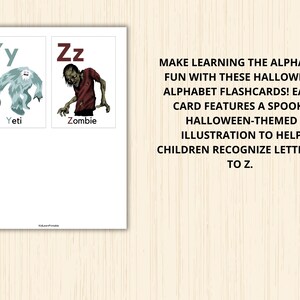 Halloween Alphabet Cards,halloween Flashcards,halloween Homeschool ...