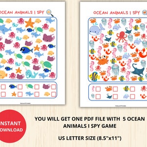 Ocean Animals I Spy Counting Activity,under the Sea,look and Find ...