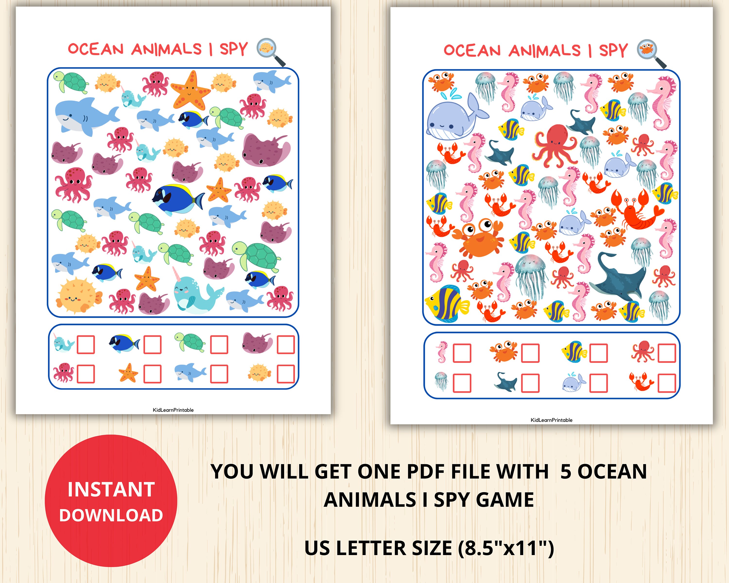 Ocean Animals I Spy Counting Activity,under the Sea,look and Find ...