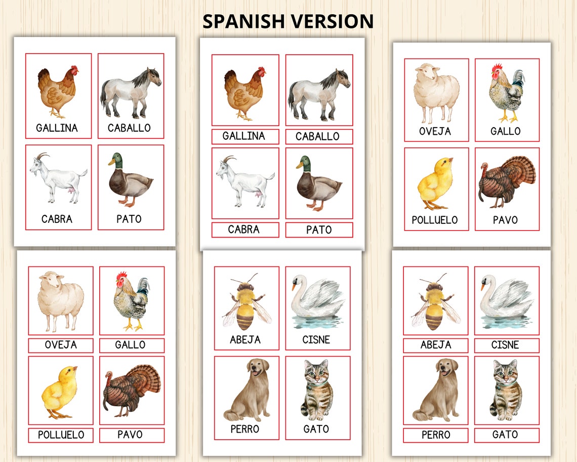 Farm Animals Montessori 3 Part Cards, Montessori Flash Cards, Farm ...