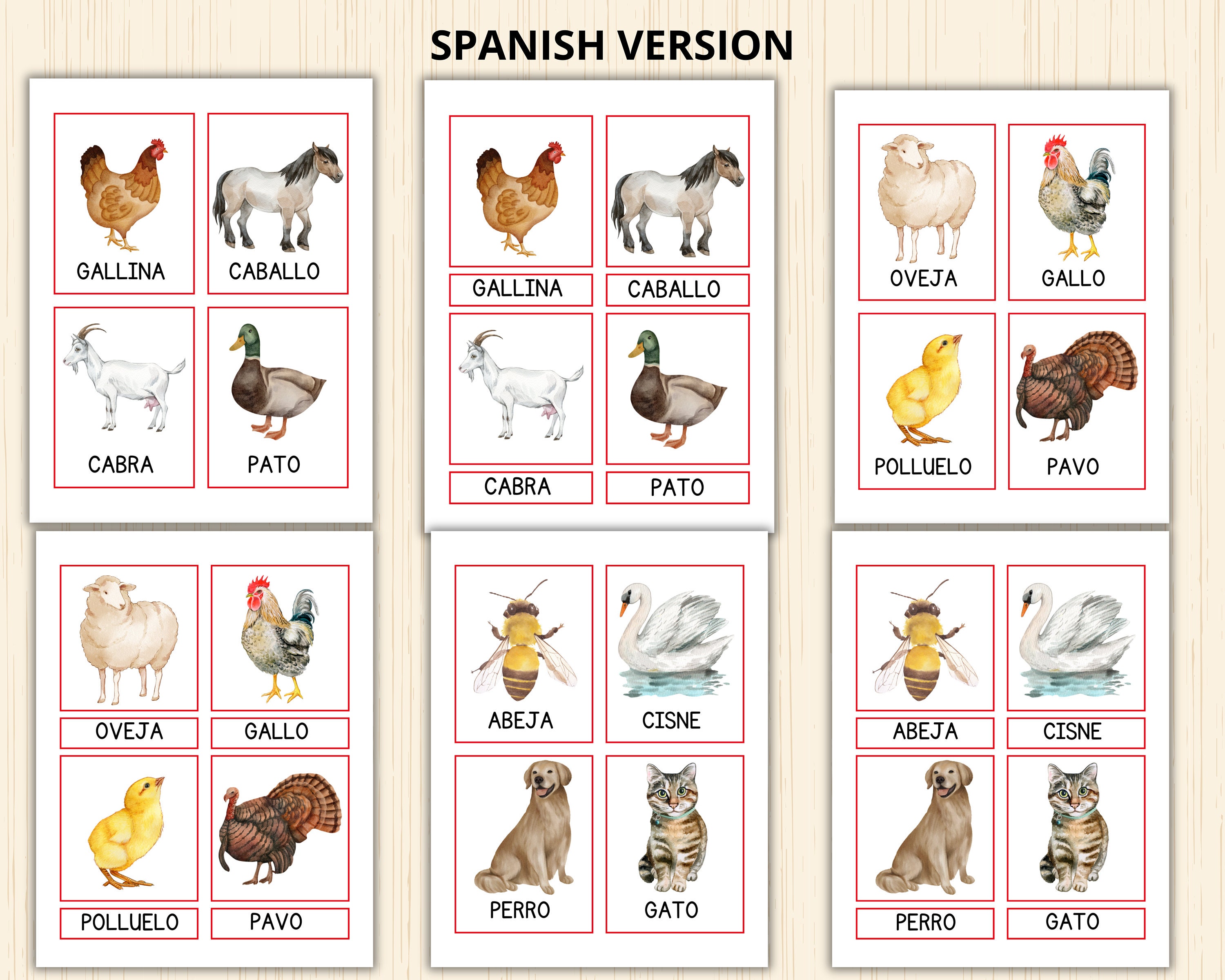 Farm Animals Montessori 3 Part Cards, Montessori Flash Cards, Farm ...