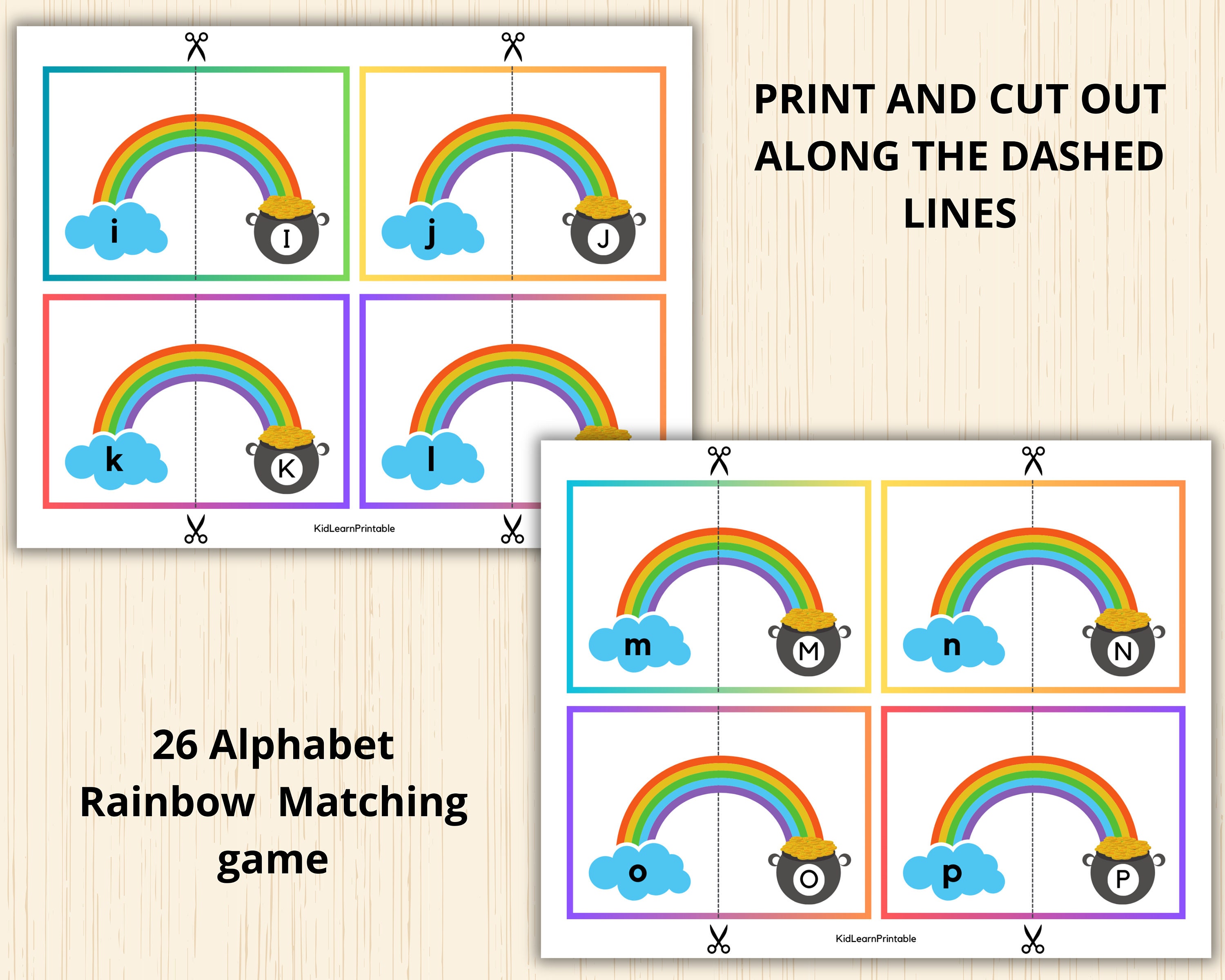 Rainbow Alphabet Matching Cards,rainbow Letter Matching ,ABC Puzzles ...