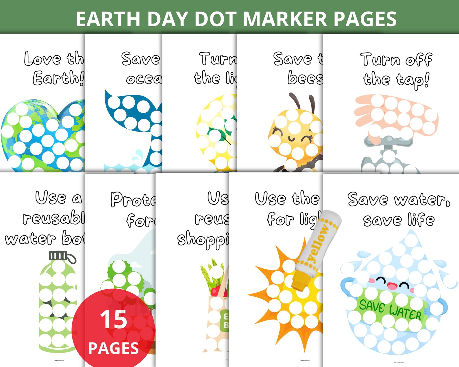 Earth Day Dot Marker,earth Day Do A Dot Page,nature Dot Activity,dot ...