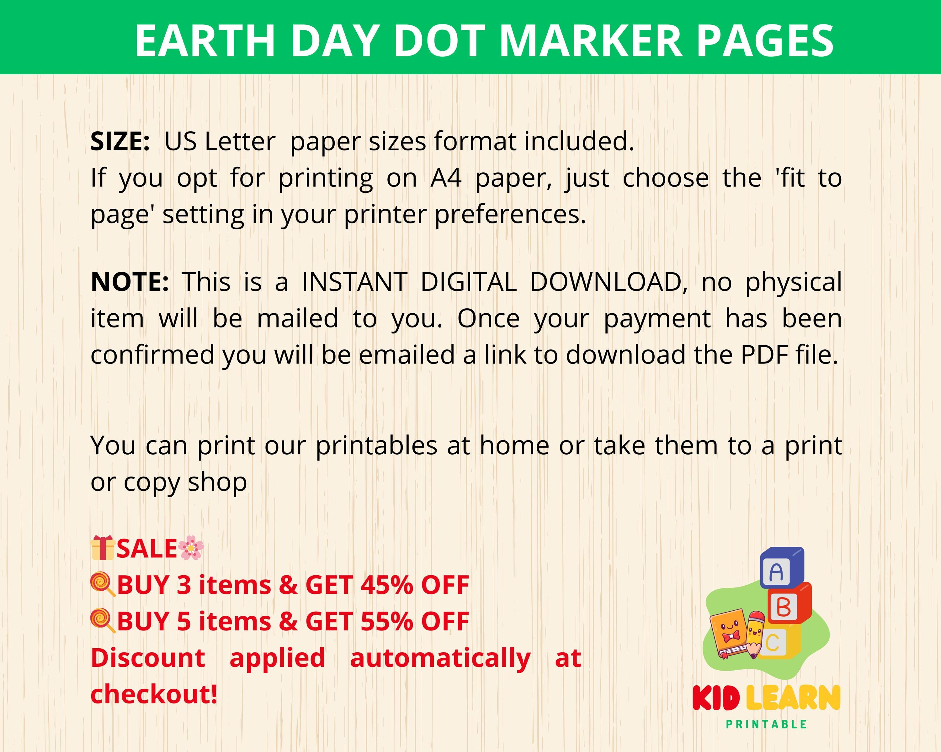 Earth Day Dot Marker,earth Day Do A Dot Page,nature Dot Activity,dot ...