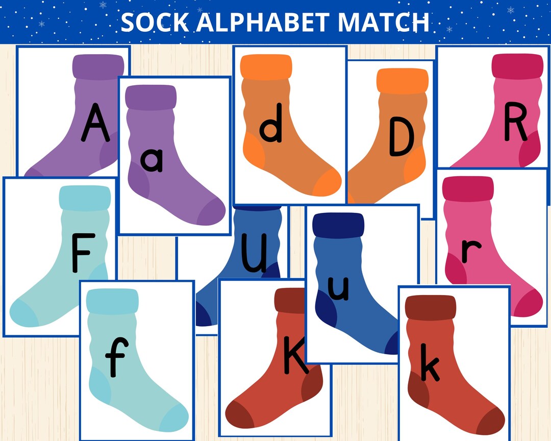 Winter Letter Match,uppercase Lowercase Match,socking Matching,winter ...