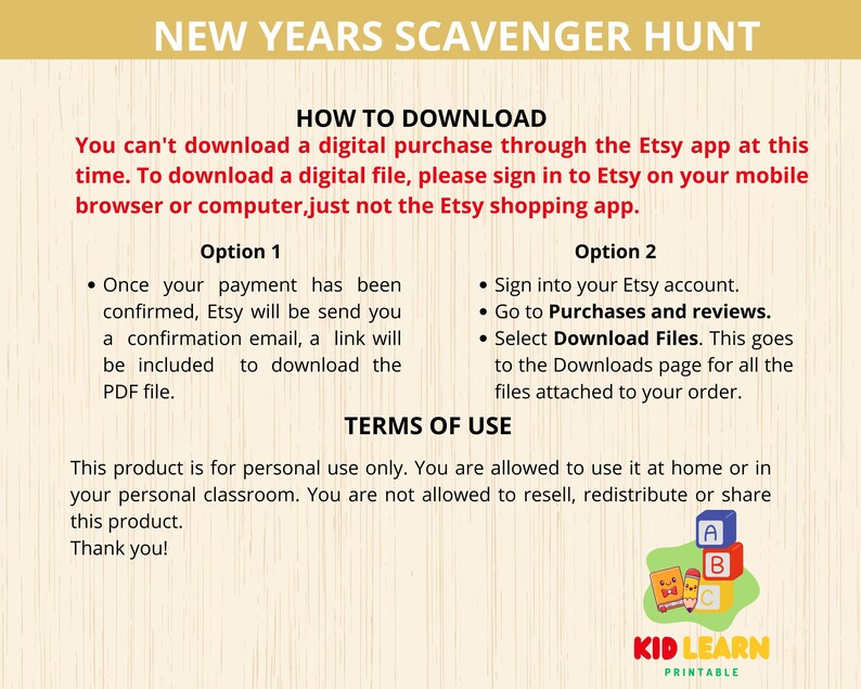New Year's Eve Scavenger Hunt,new Year Party Game,holiday Indoor ...