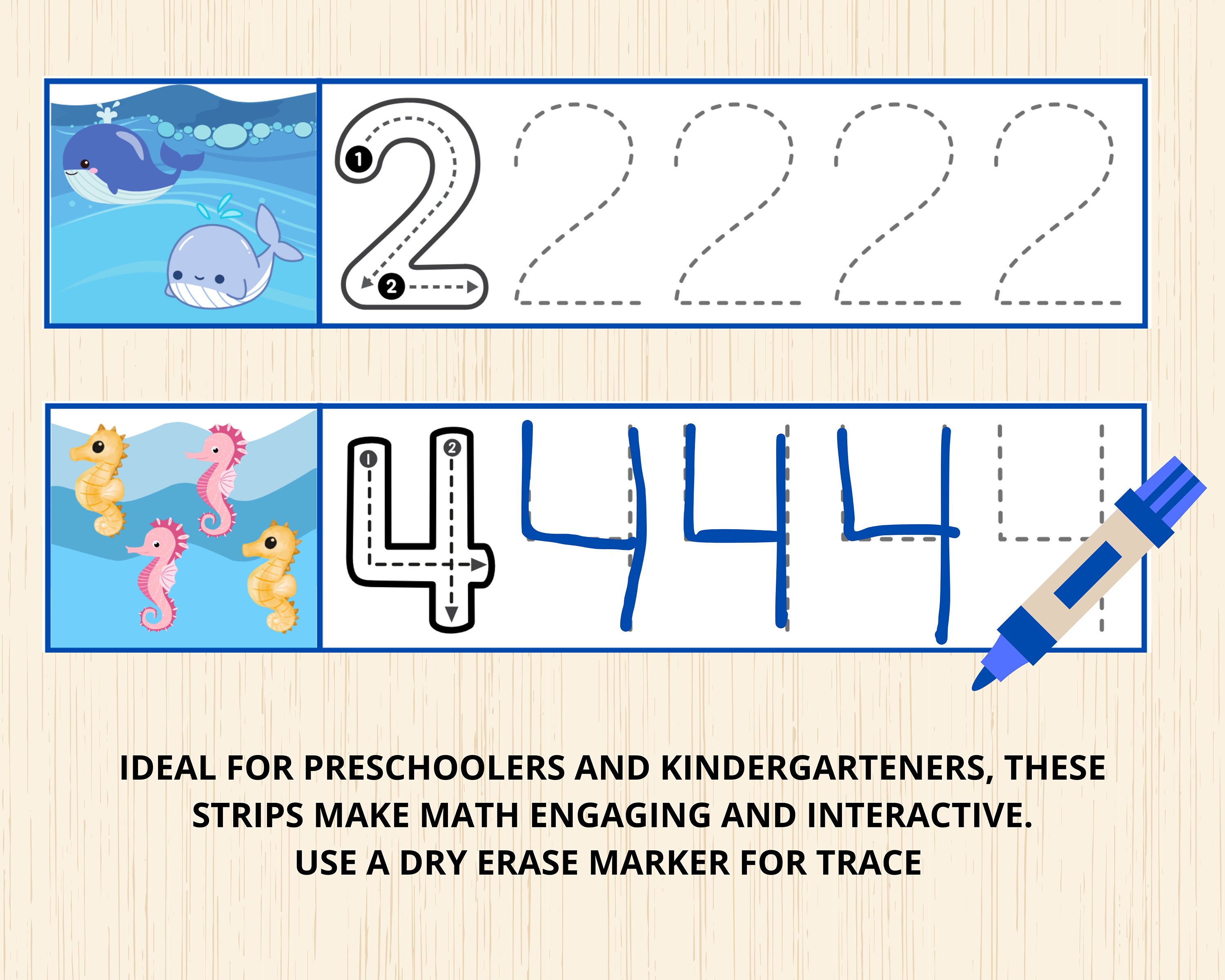 Ocean Animals Number Tracing,handwriting Practice,writing Skills ...