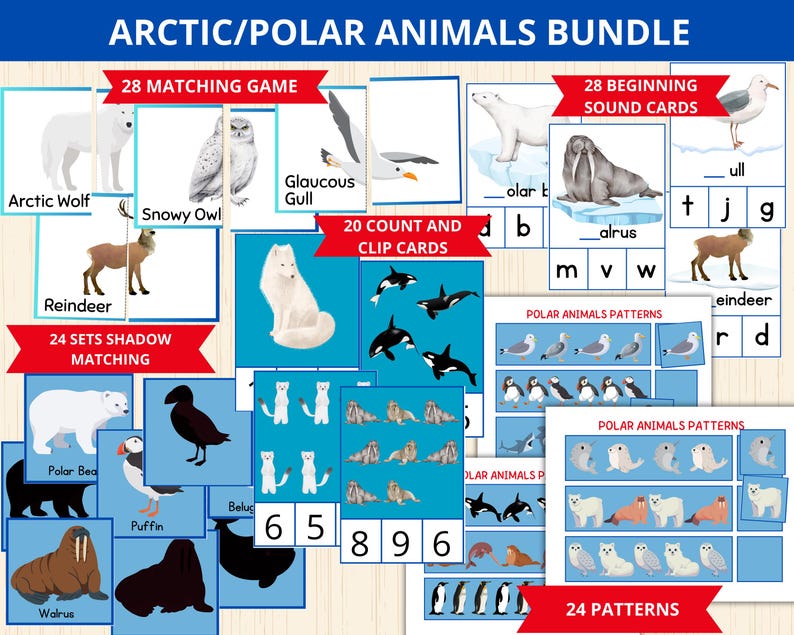 Arctic Animals Bundle,polar Animals Preschool Activity,arctic Animal ...