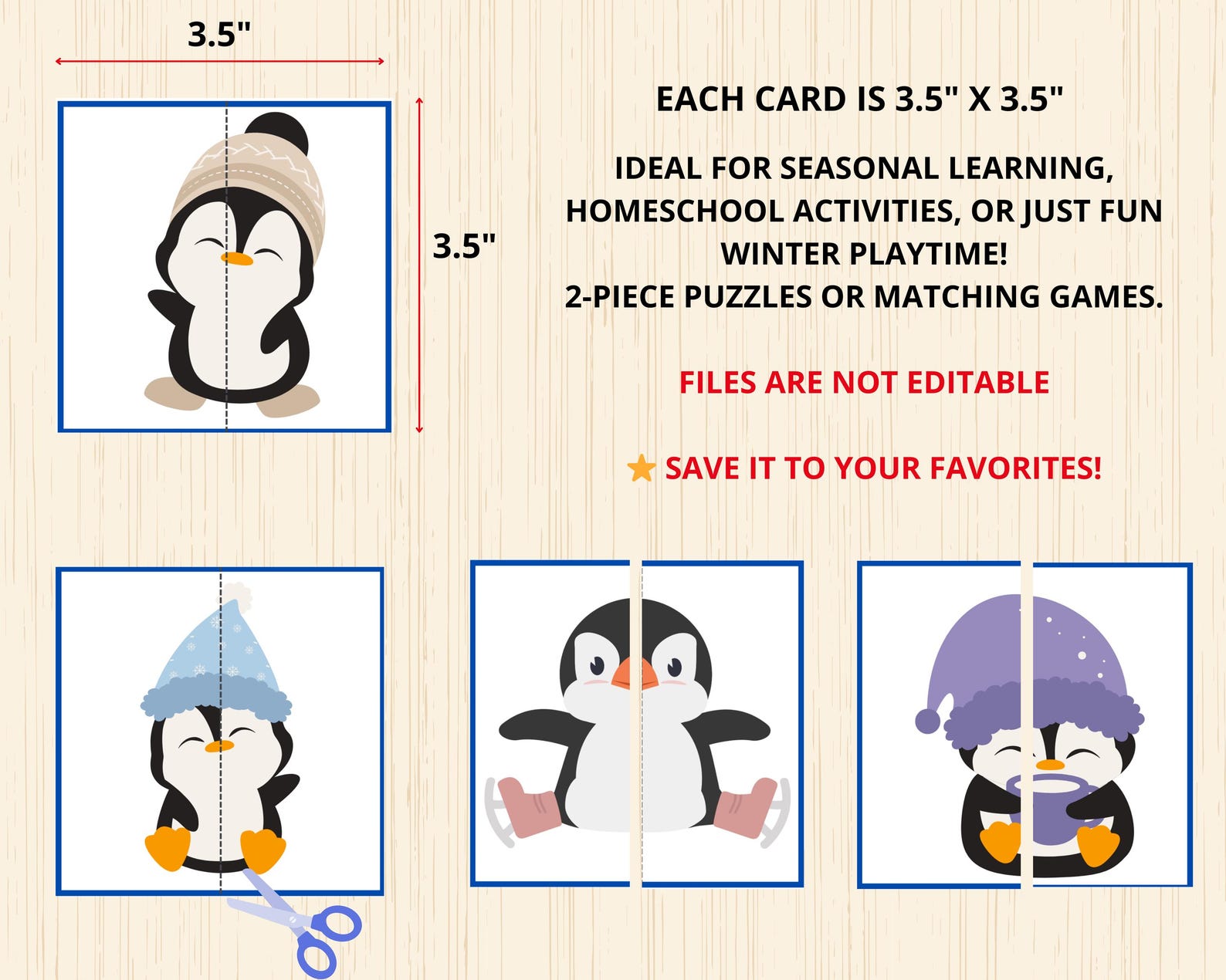 Penguin Matching Game,winter Match Activity,match the Halves,winter ...