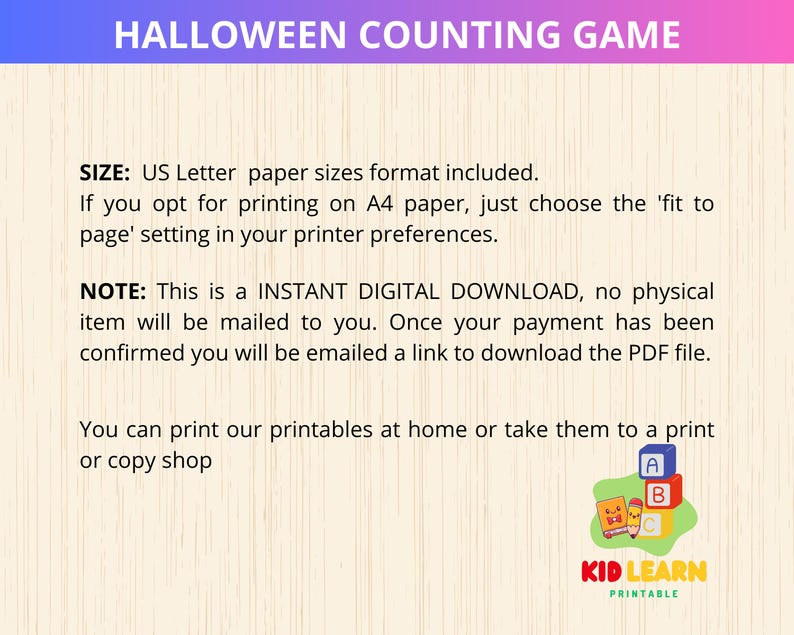 Halloween Counting Activity,count and Match Game,halloween Number ...
