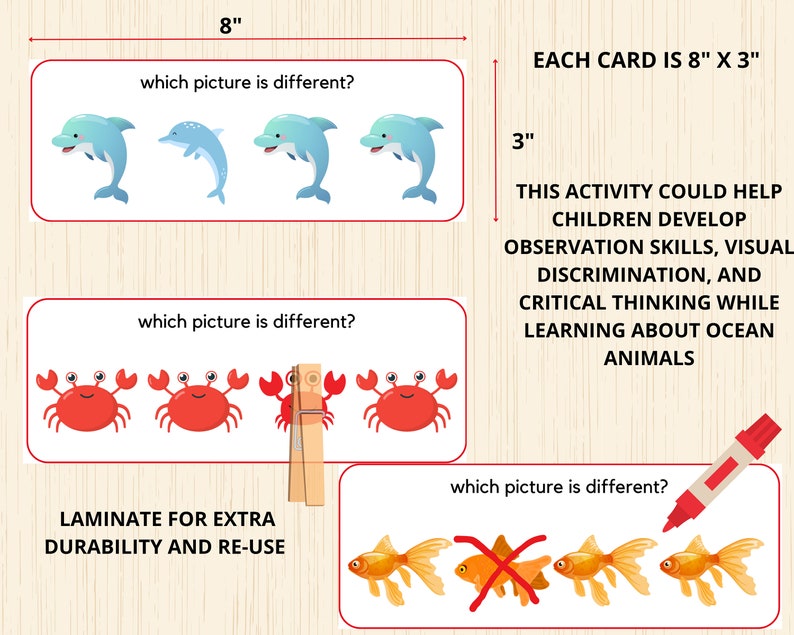 Find the Odd One Out,ocean Animals Activity,matching Similar and ...