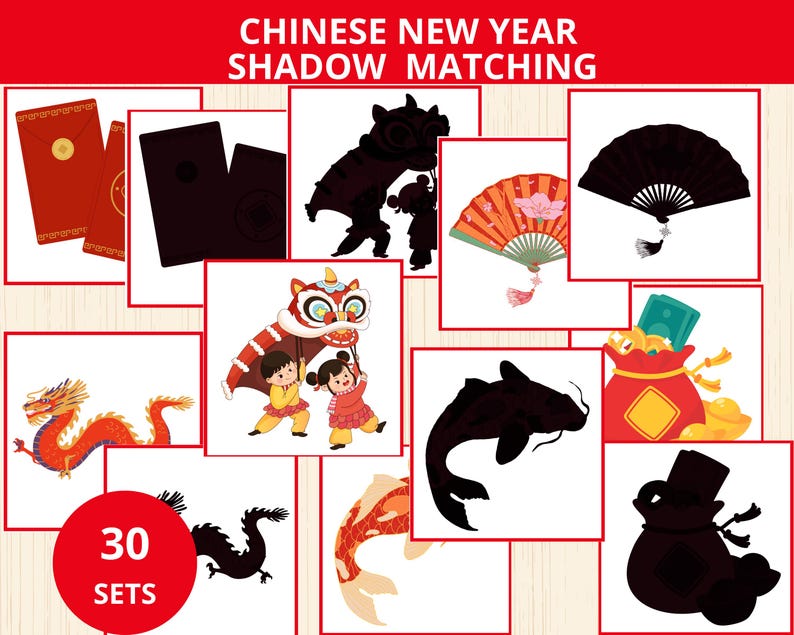 Chinese New Year Shadow Matching,matching Activity,lunar New Year ...