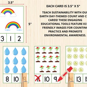 Earth Day Count and Clip Cards,numbers 1-20,counting Cards, Earth Day ...