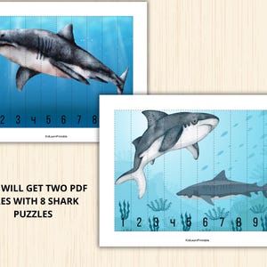 Shark Puzzles,counting Activity,number Puzzle,math Puzzles,math Skills ...