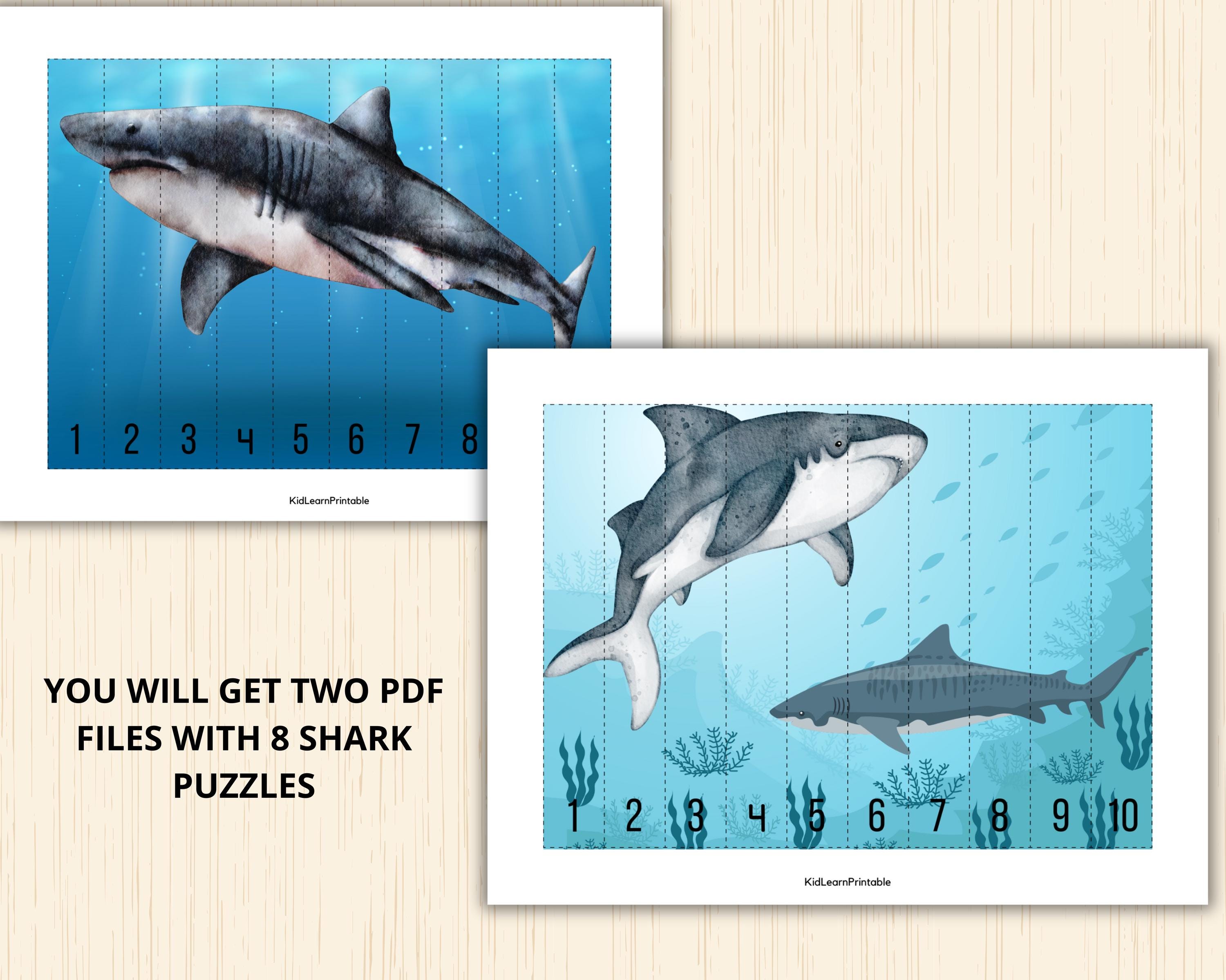 Shark Puzzles,counting Activity,number Puzzle,math Puzzles,math Skills ...