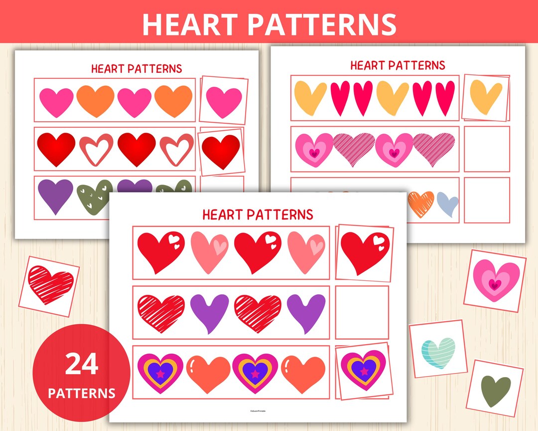 Heart Patterns Game,valentine's Day Patterns,valentine Montessori ...
