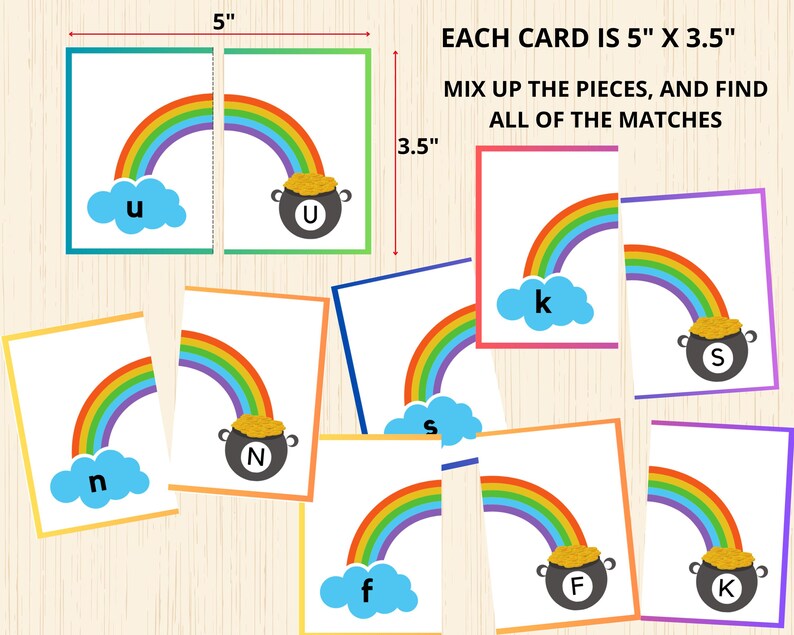 Rainbow Alphabet Matching Cards,rainbow Letter Matching,abc Puzzles ...