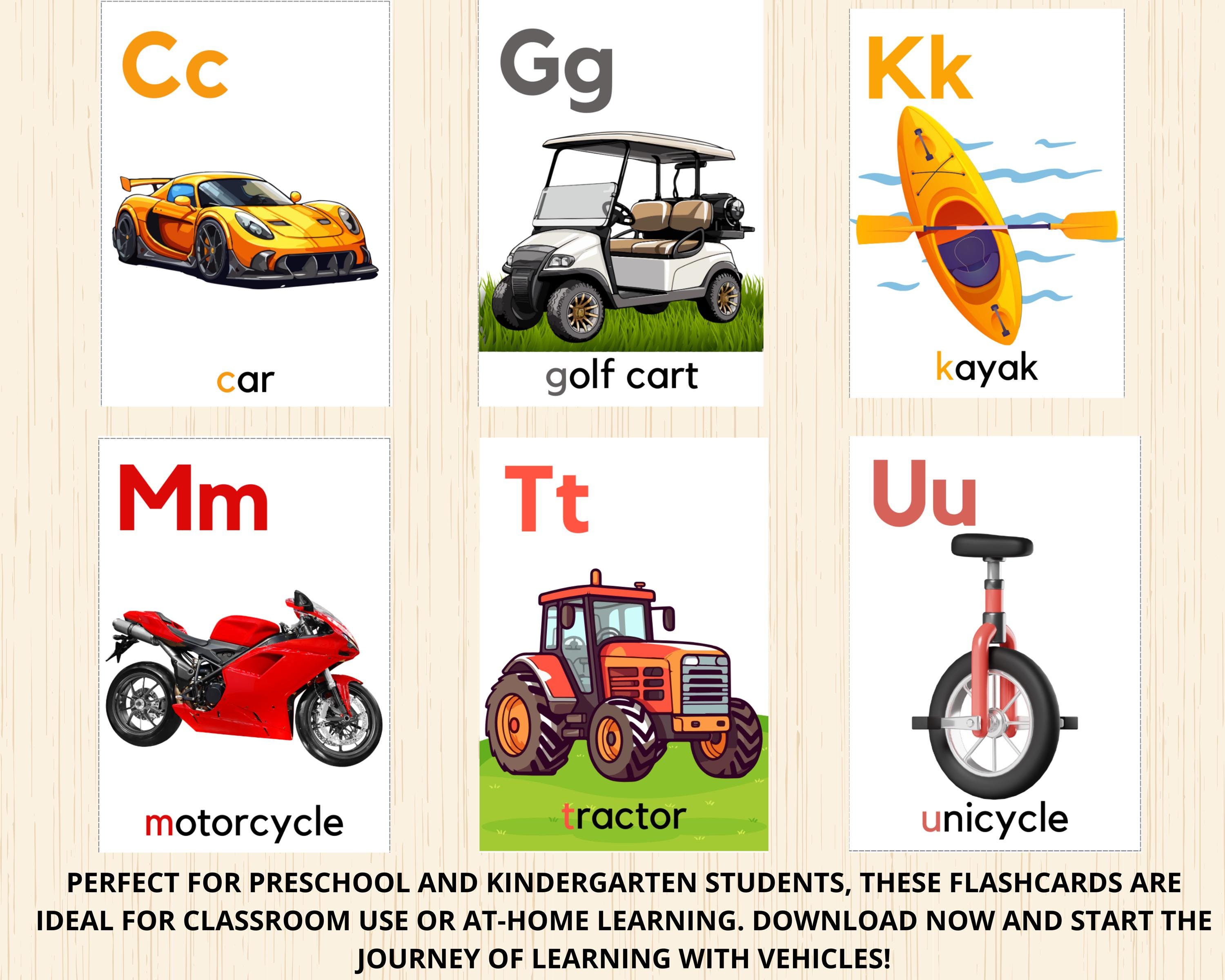 Vehicles Alphabet,transportation Alphabet Flash Cards,alphabet ...