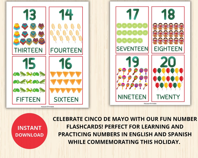 Numbers Bilingual Flashcards, Spanish and English, Early Learning ...