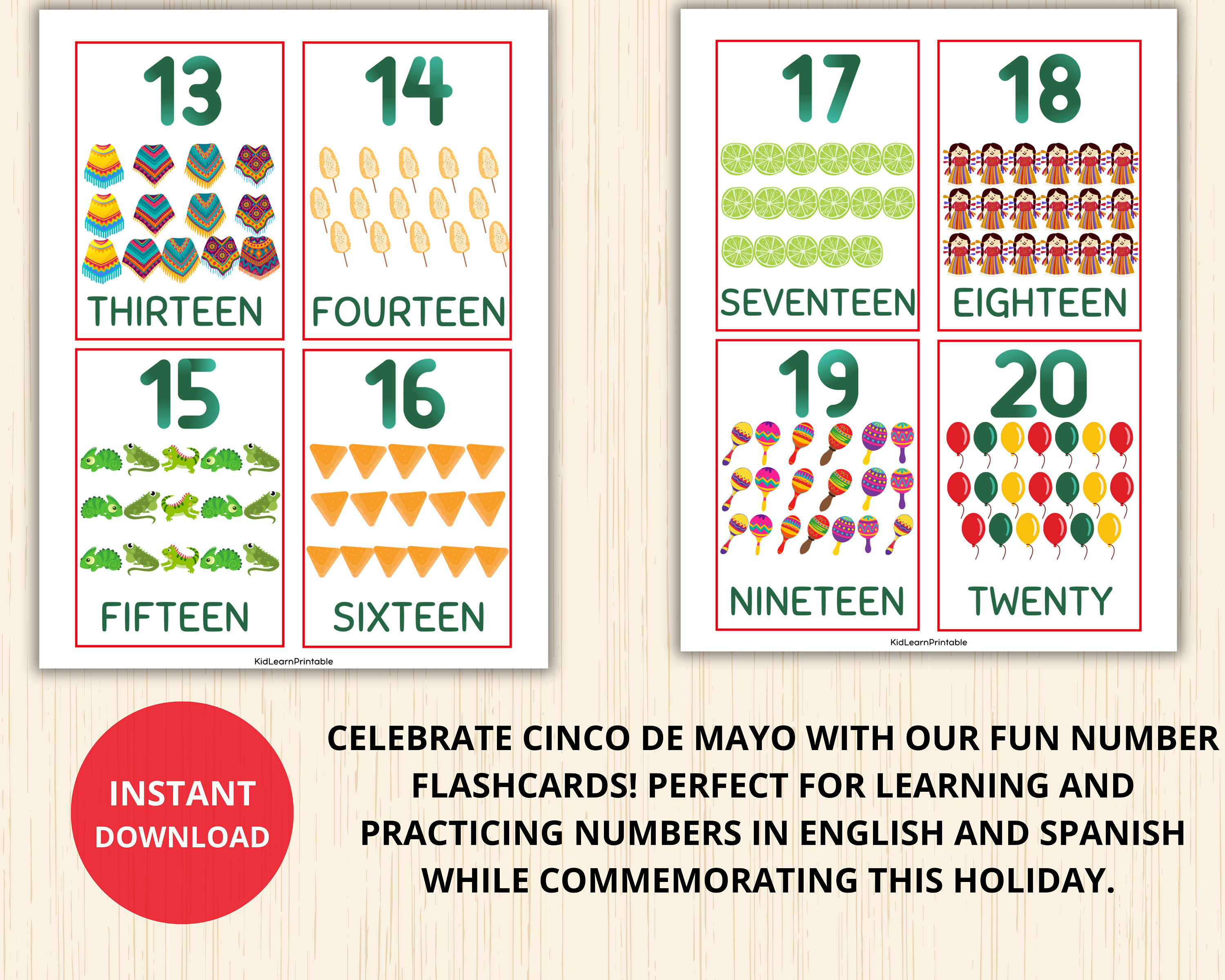 Numbers Bilingual Flashcards, Spanish and English, Early Learning ...