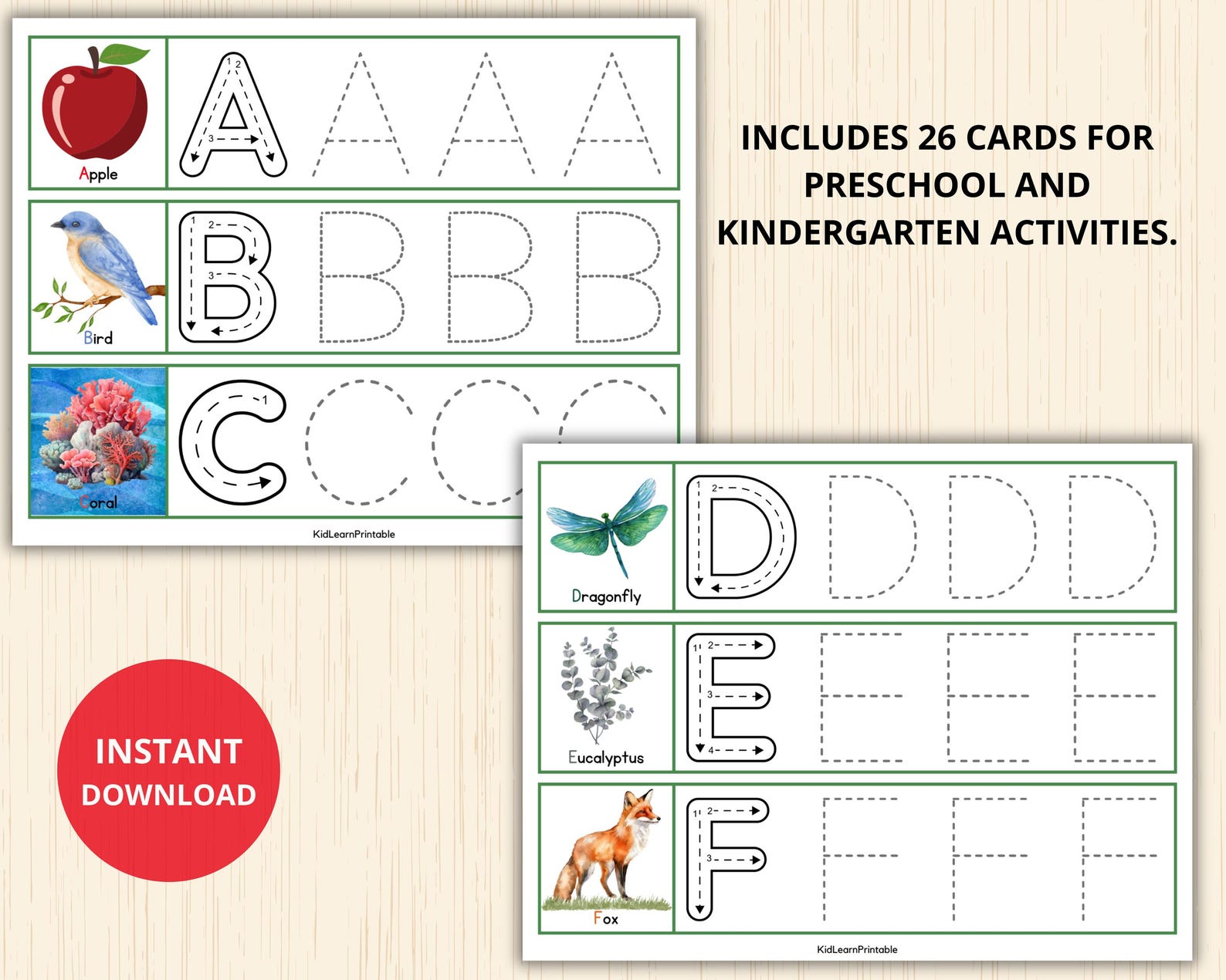 Nature Alphabet Cards Tracing Letters,nature Alphabet Cards,letter ...