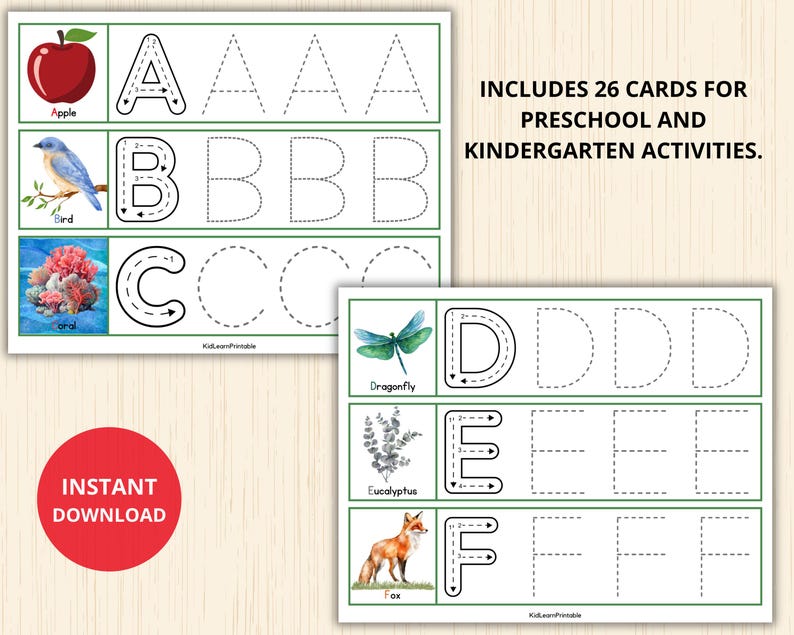 Nature Alphabet Cards Tracing Letters,nature Alphabet Cards,letter ...