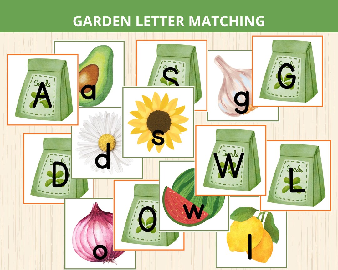 Garden Letter Matching,garden Busy Book,alphabet Matching Game,upper ...