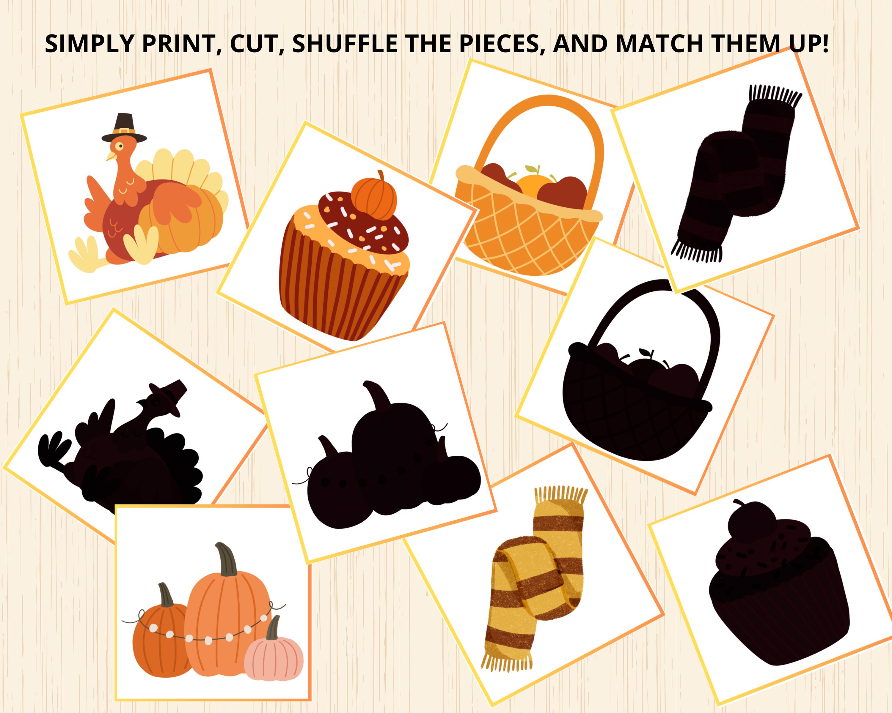 Autumn Shadow Matching Game,fall Montessori,fall Activity Preschool ...