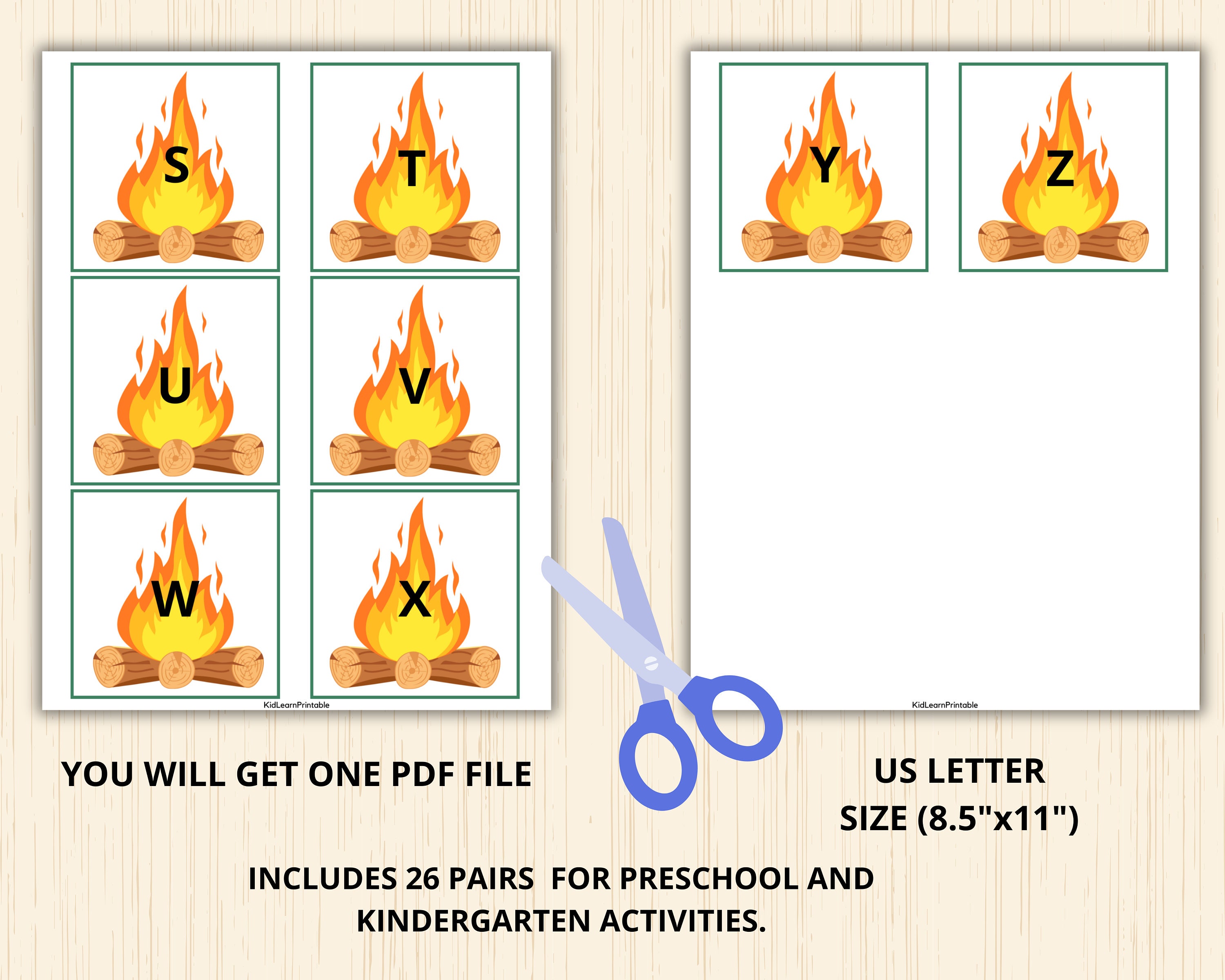 Camping Letter Match,preschool Letters,alphabet Matching Game,camping ...