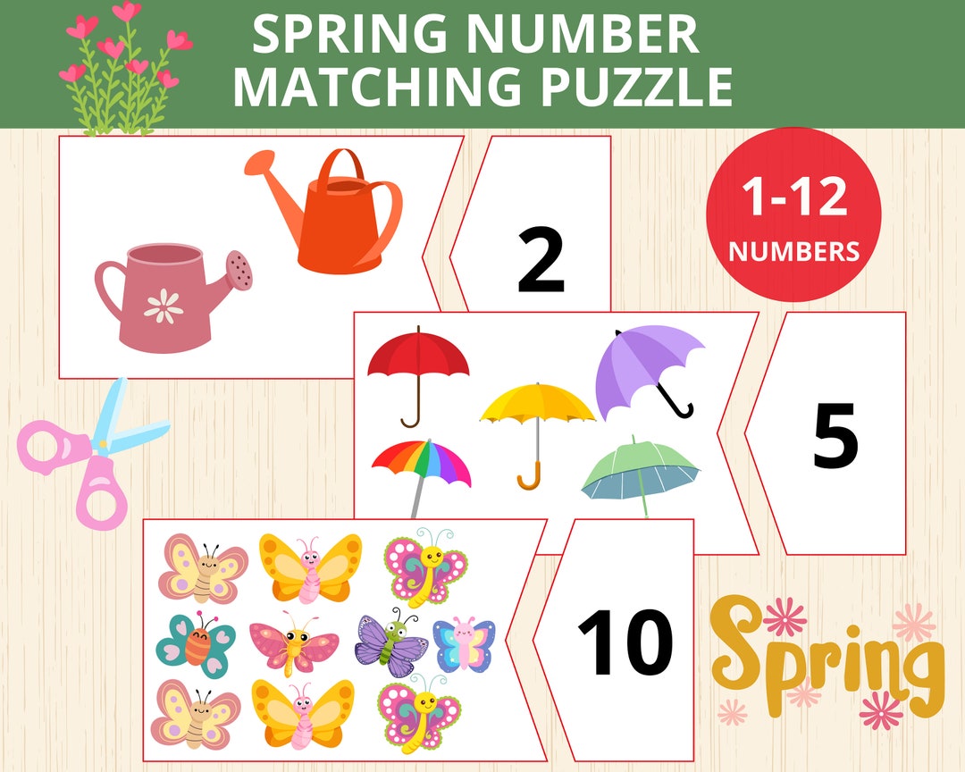 Spring Number Matching,printable Puzzle,counting Activity,preschool ...