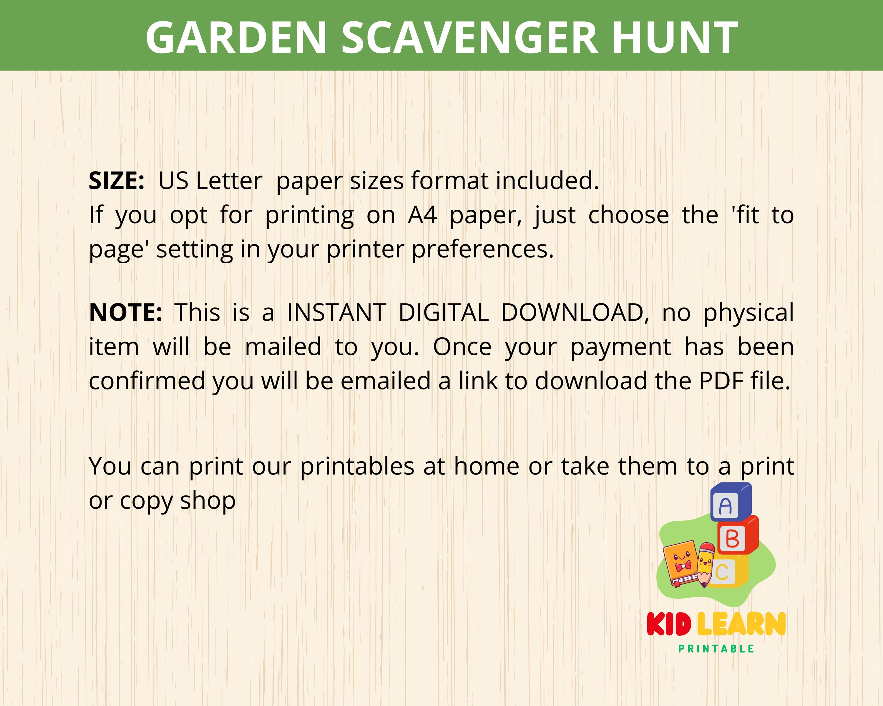 Gardening Scavenger Hunt,garden Treasure Hunt,backyard Scavenger Hunt ...