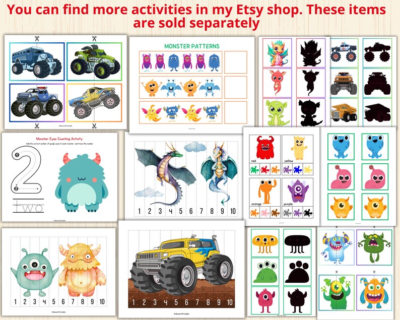Monsters Memory Game for Kids,fun Monsters Matching Activity,memory ...