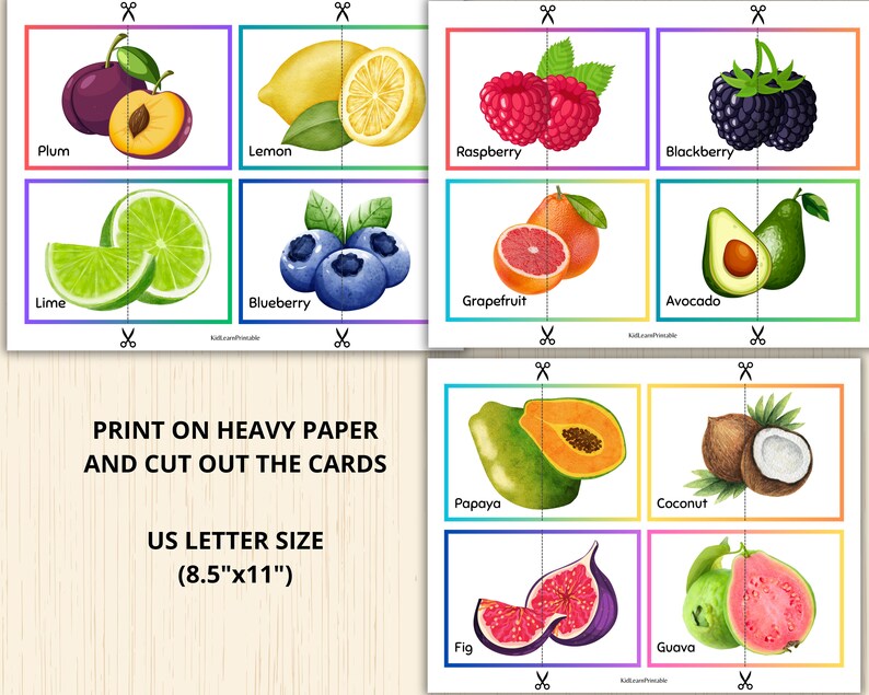 Fruit Puzzles,fruits Matching Cards Game,symmetry Puzzle,symmetry ...