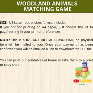 Woodland Animals Shadow Matching,forest Animals Cards,preschool ...