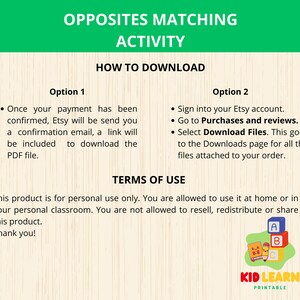 Opposites Matching Flashcards,opposites Flashcards for Kids, Pairing ...