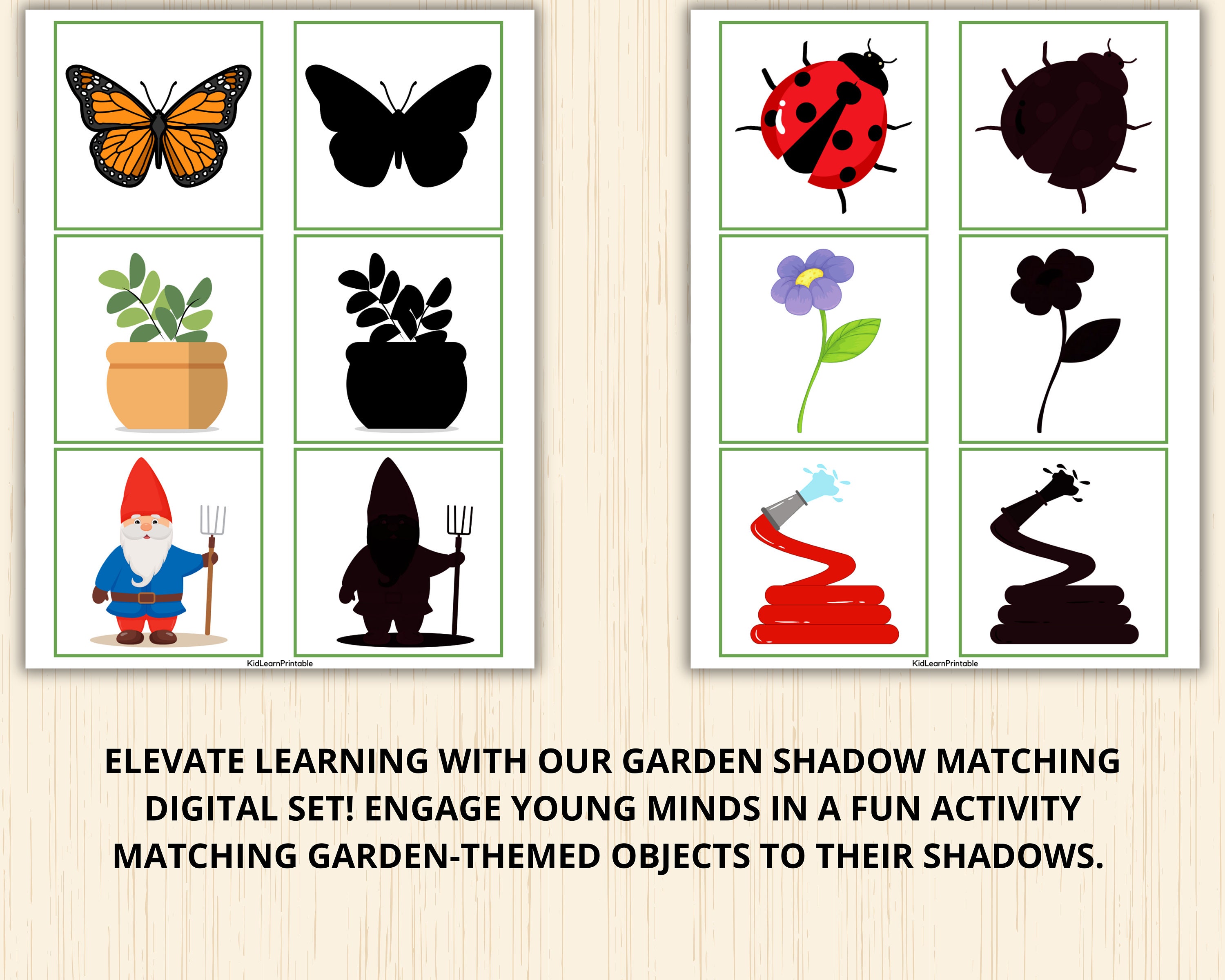 Garden Shadow Matching Cards,garden Flashcards, Spring Activity ...