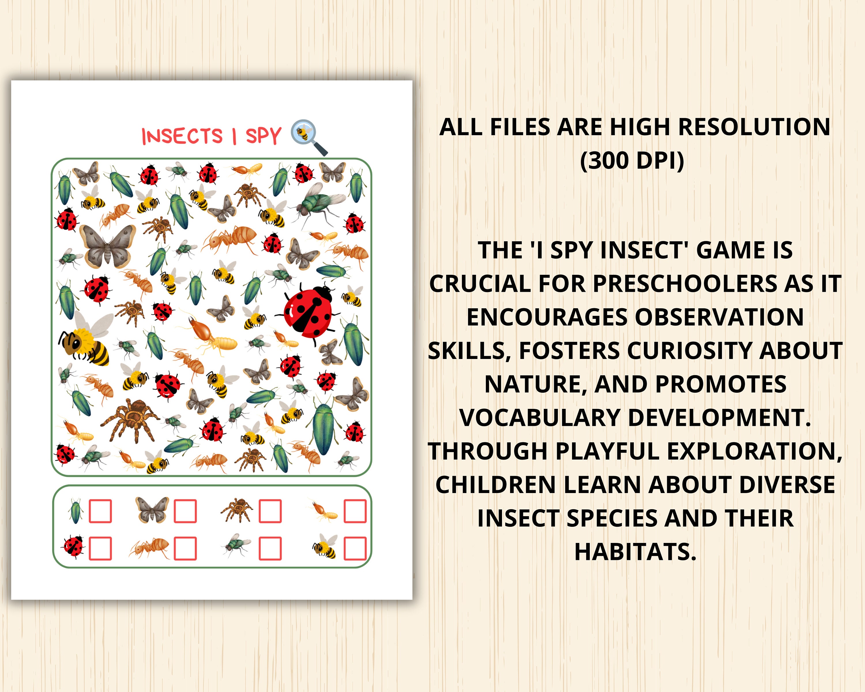 Insect I Spy,spring I Spy,printable Games,look and Find,counting Game ...