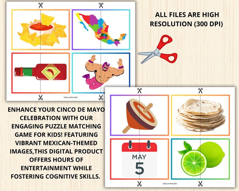 Cinco De Mayo Matching Game,preschool Activity,montessori,matching ...
