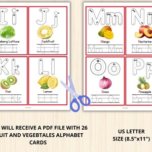Fruit Alphabet Tracing Cards,alphabet Tracing Worksheets,fruits and ...