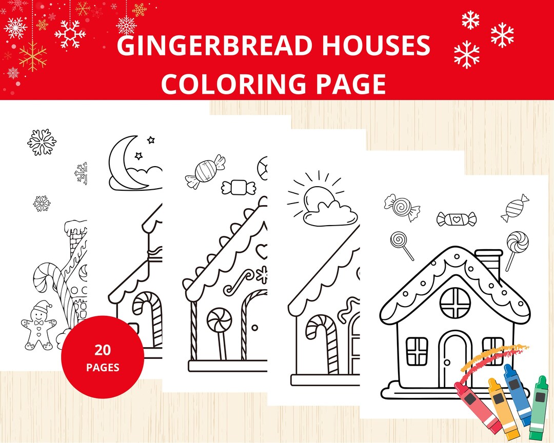 Gingerbread Houses Coloring Pages, Kids Christmas Coloring Sheets ...