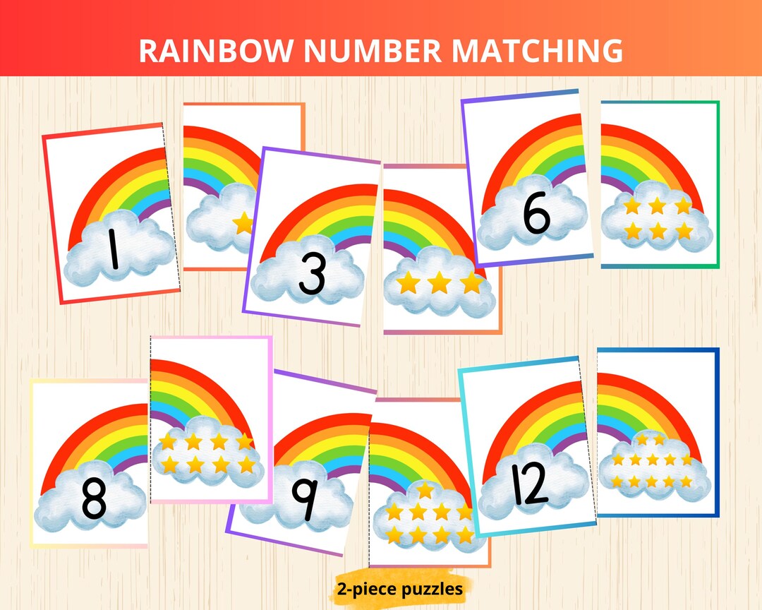 Rainbow Number Matching,rainbow Counting Game,number Puzzles,number ...