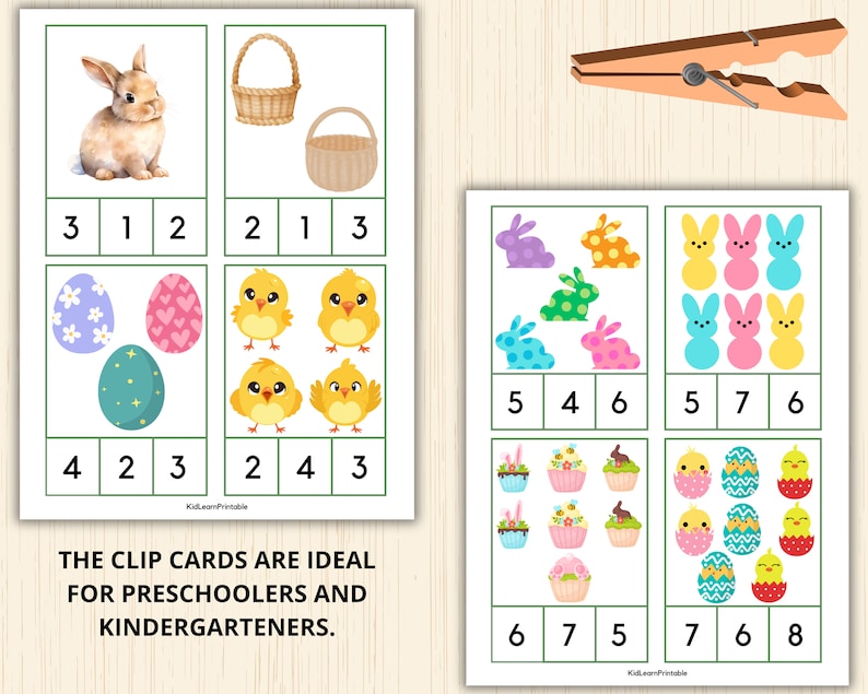 Easter Count and Clip Cards, Counting Flashcards, Spring Activity ...