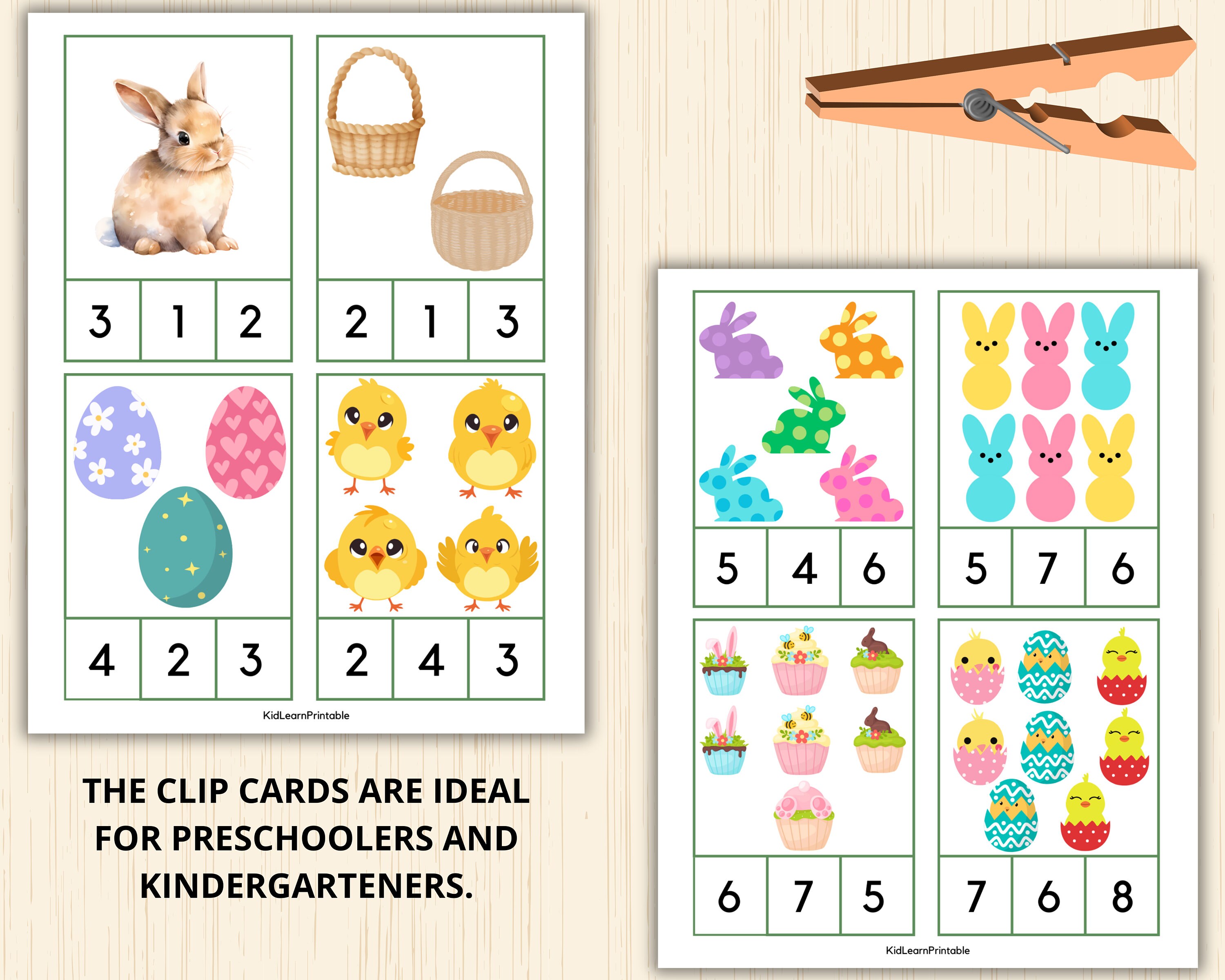 Easter Count and Clip Cards, Counting Flashcards, Spring Activity ...