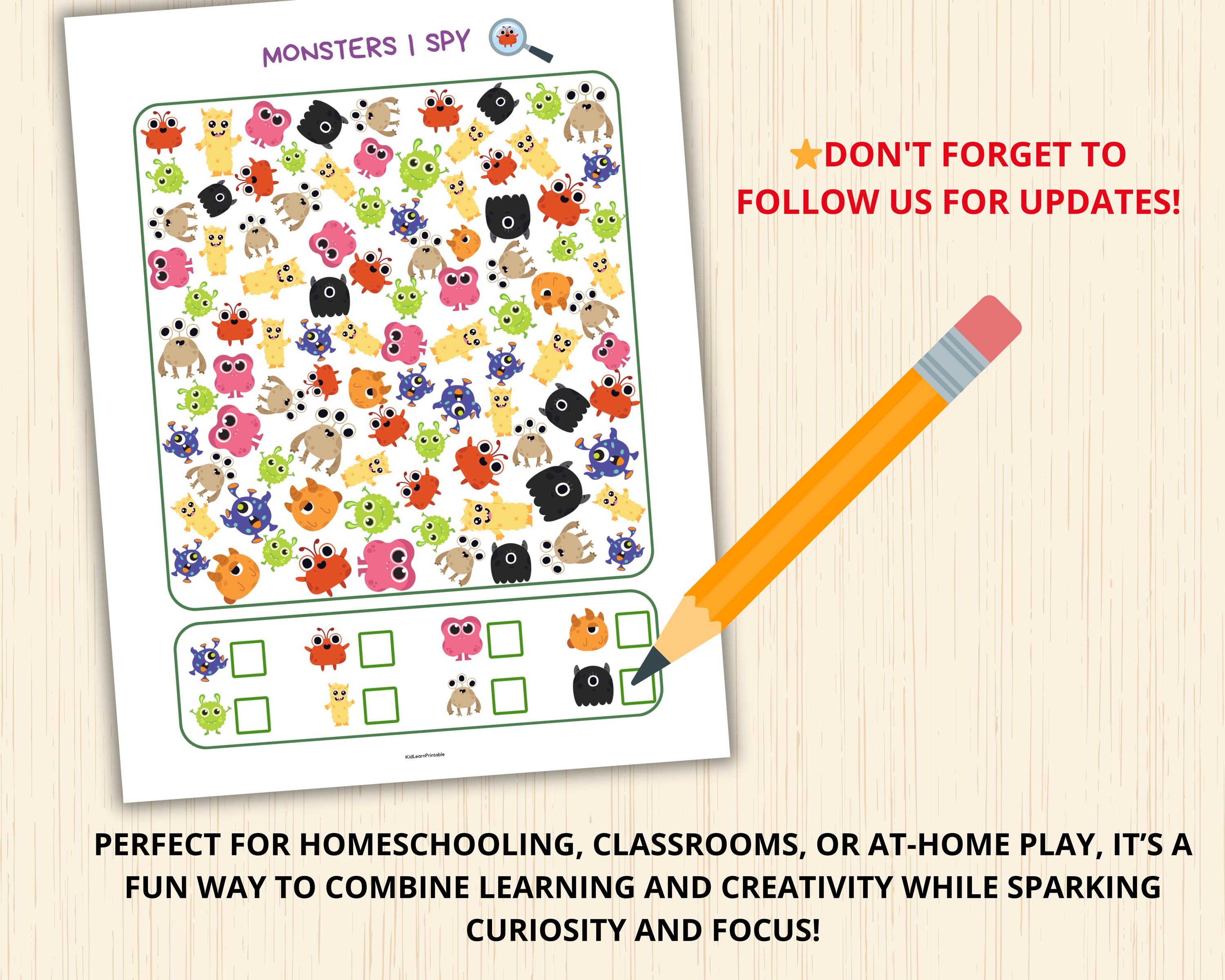 Monsters I Spy Game,monster Counting Activity,monster Halloween Game ...