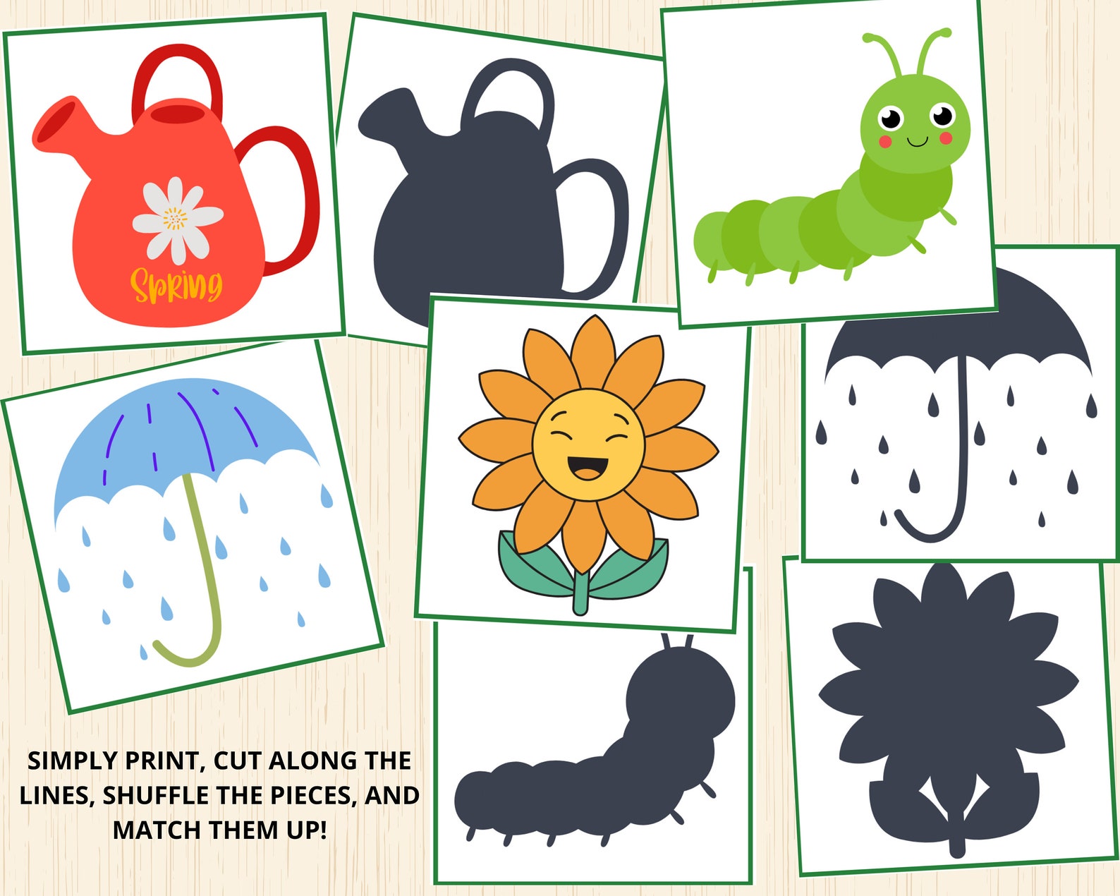 Spring Shadow Matching Cards, Spring Shadow Matching Activity ...
