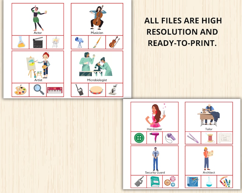 Occupations Cards,community Helpers Clip Card,professions Printable ...
